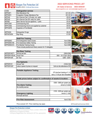 Price List - Morgan Fire